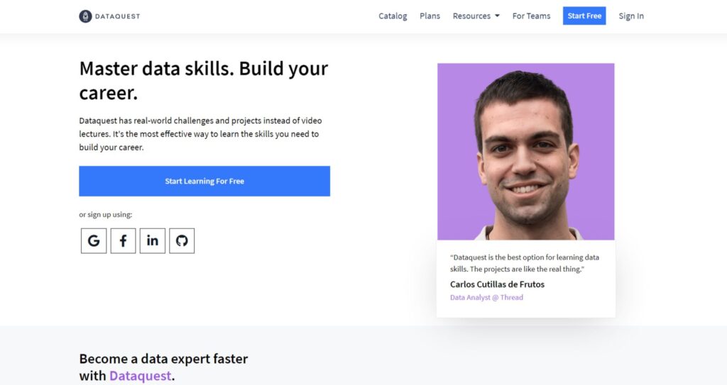 Dataquest Hero Design Example – Draftss