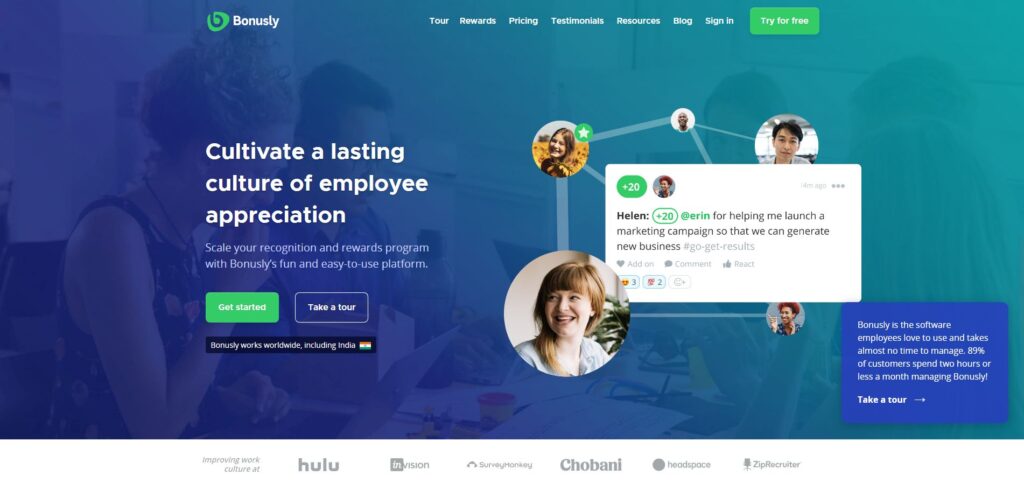 Bonusly Hero Design Example – Draftss