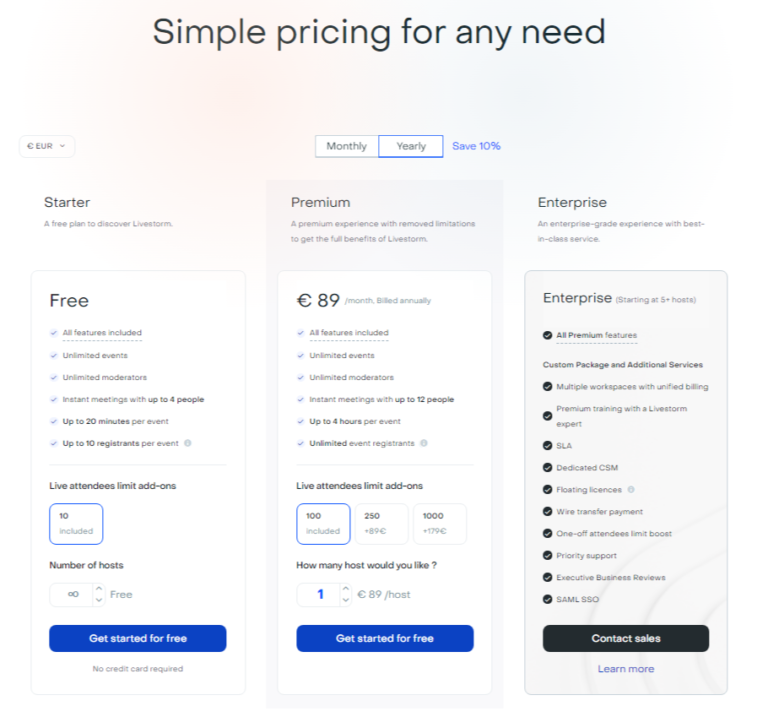 Livestorm Pricing Page Designs Example – Draftss