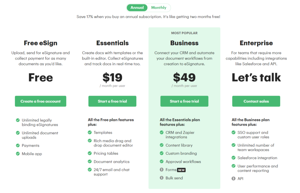 Pandadoc Pricing Page Designs Example – Draftss