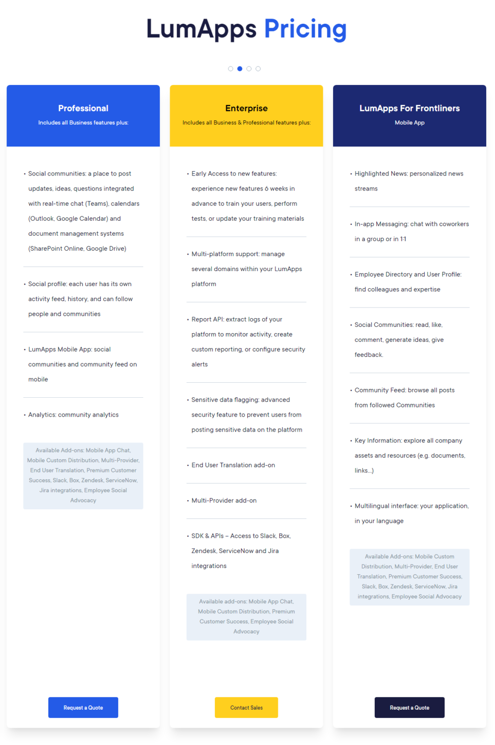 LumApps Pricing Page Designs Example – Draftss
