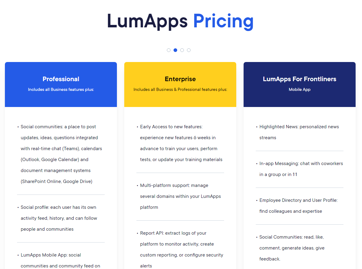 LumApps Pricing Page Designs Example – Draftss